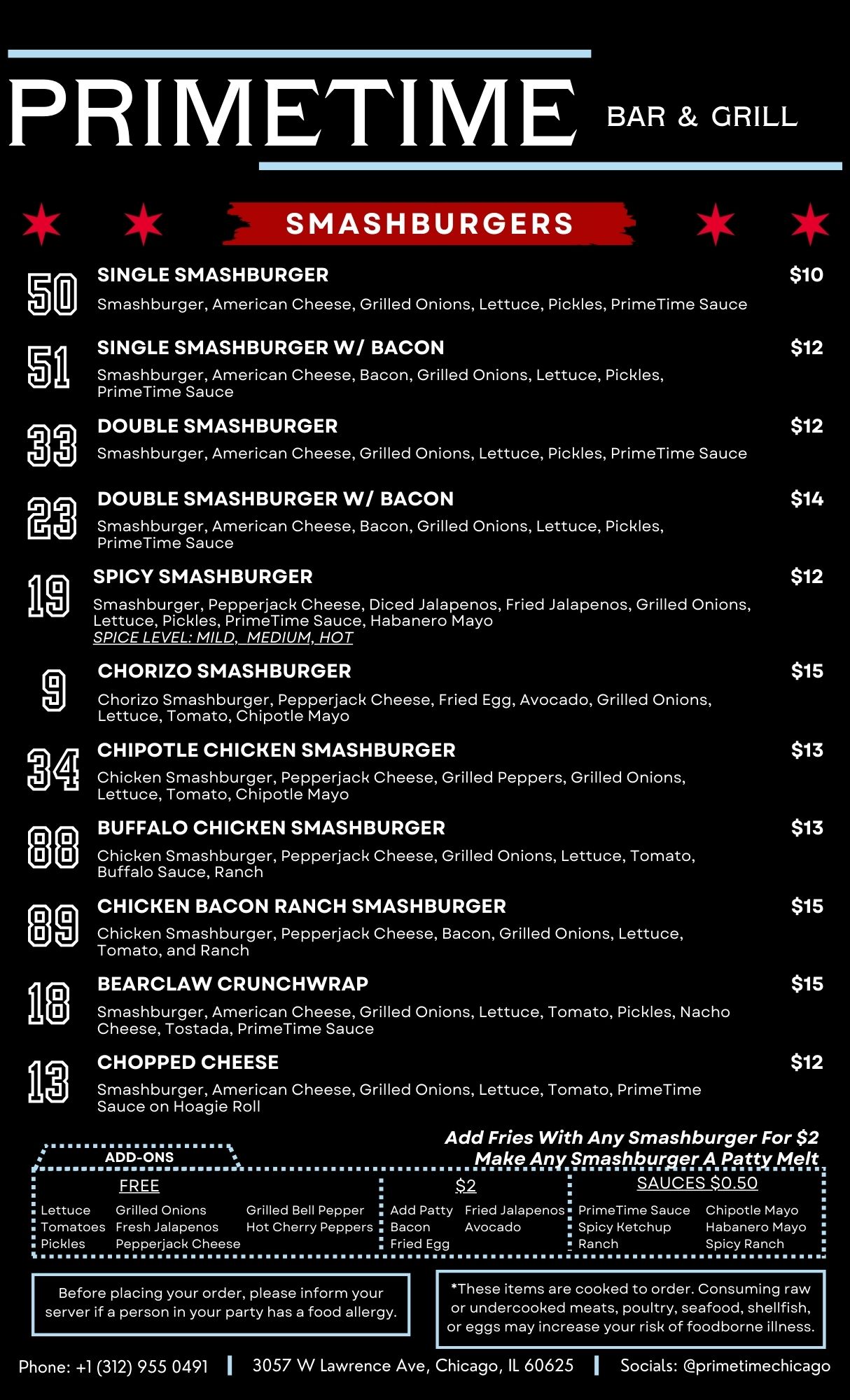 Our Menu – PrimeTime Bar & Grill